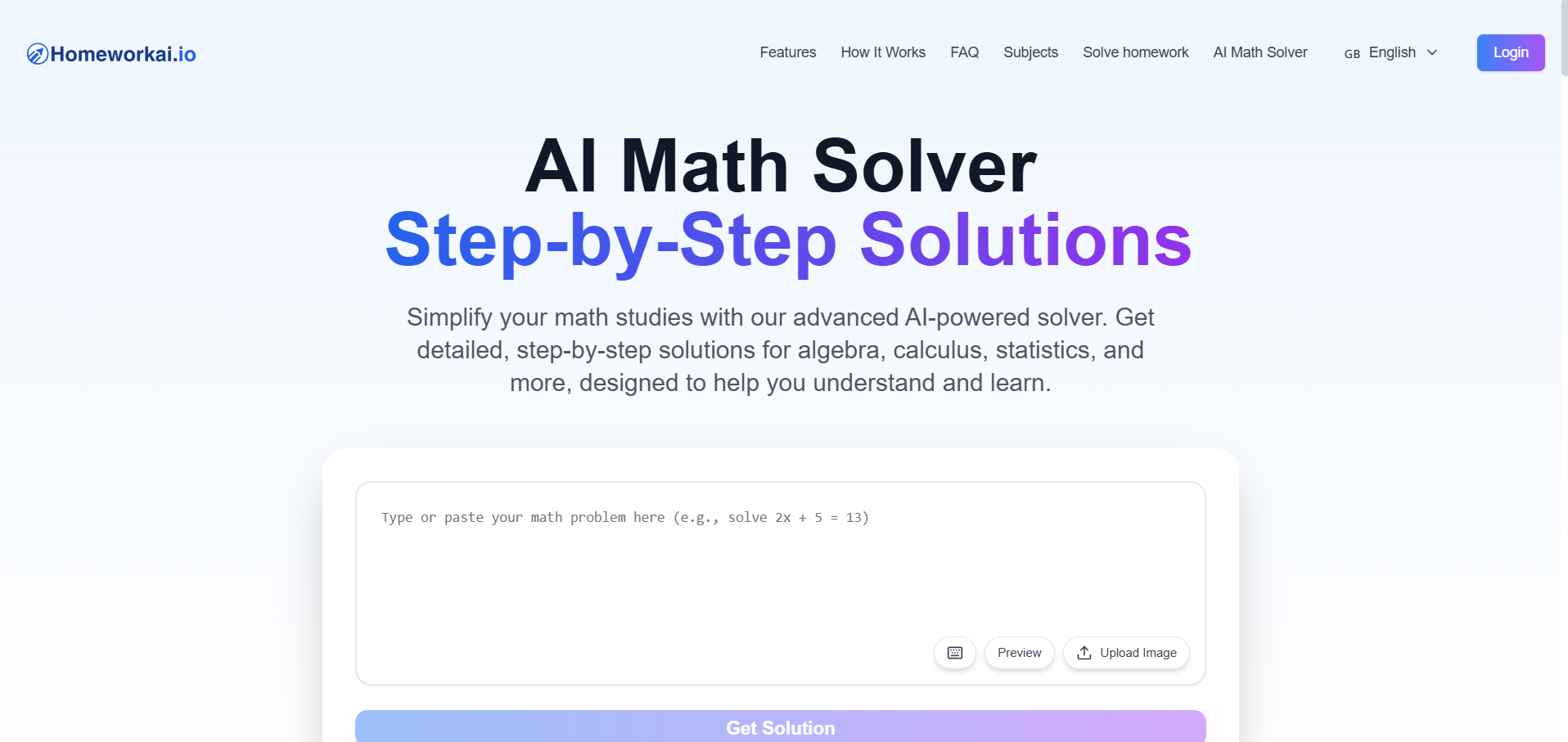 AI Math Solver - Step-by-Step Solutions for Any Math Problem